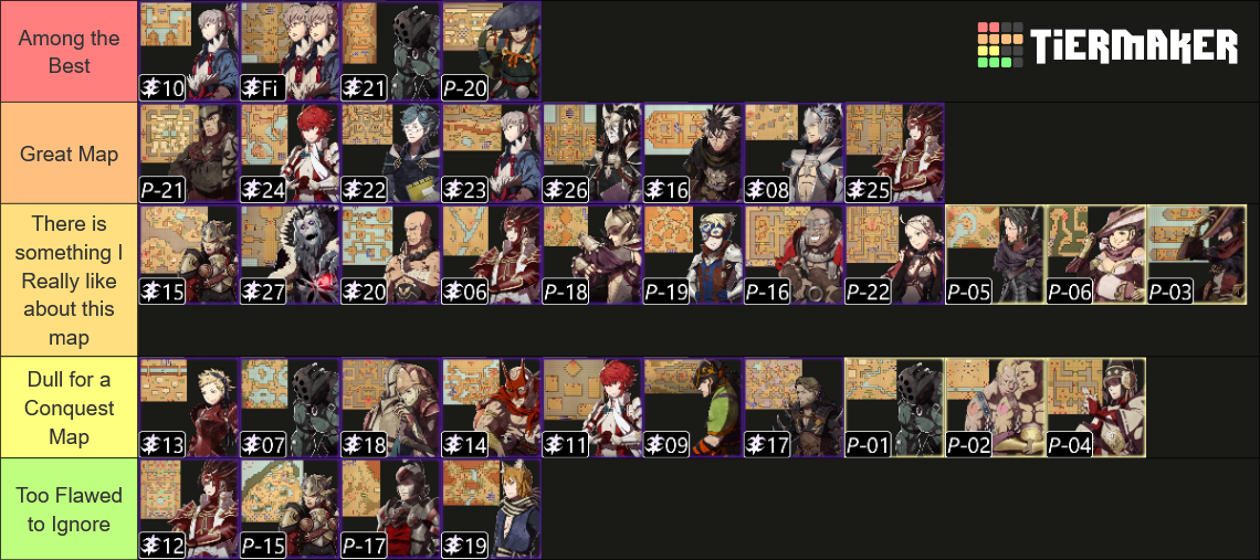 Conquest Map Tier List Thread - Fire Emblem Fates - Serenes Forest Forums